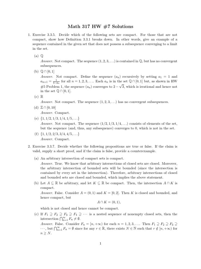 Compact Sets Pdf Pdf Compact Space Sequence