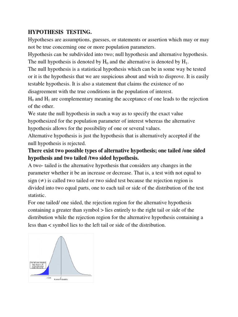 Hypothesis Testing | PDF | Statistical Hypothesis Testing | Type I And ...
