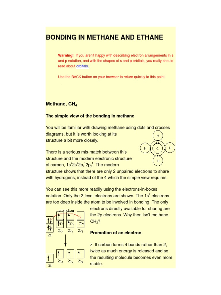 Bonding in Methane and Ethane | PDF | Molecular Orbital | Electron ...