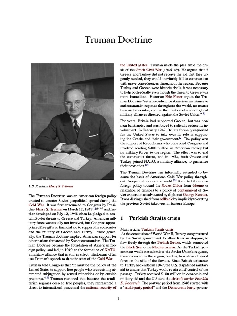Truman Doctrine | PDF | Politics Of The Soviet Union | United States ...