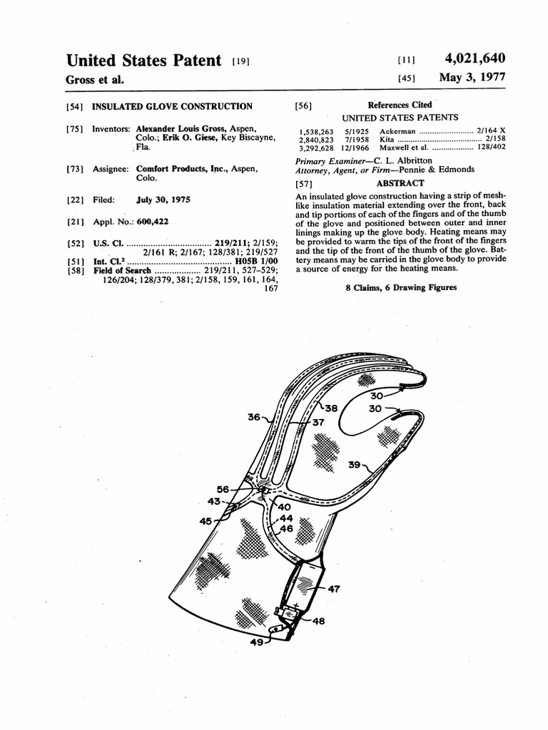 United States Patent (191: Gross Et Al | PDF | Glove | Building Insulation