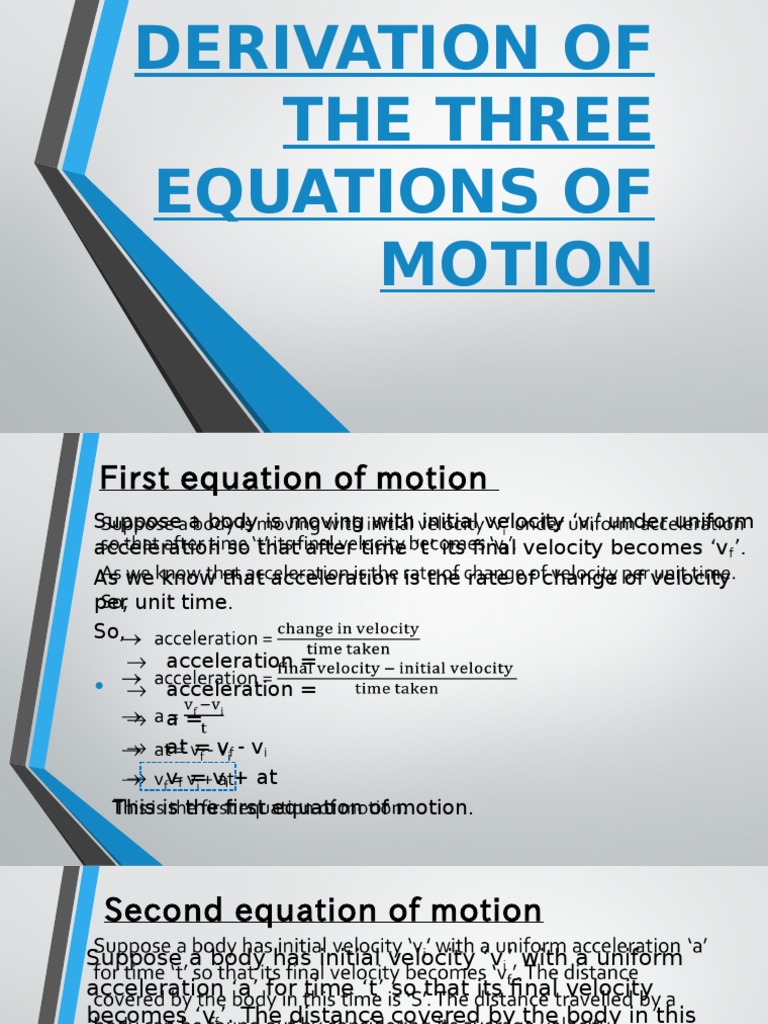 Three Equations of Motion | PDF | Teaching Methods & Materials