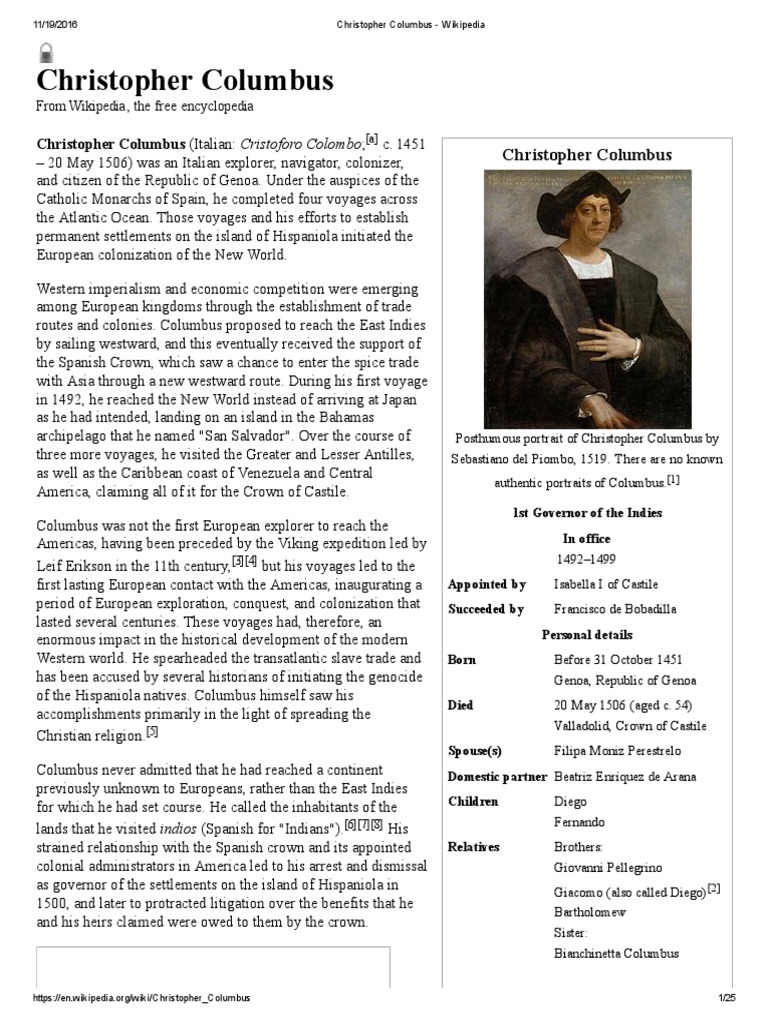 Christopher Columbus | PDF | Voyages Of Christopher Columbus ...