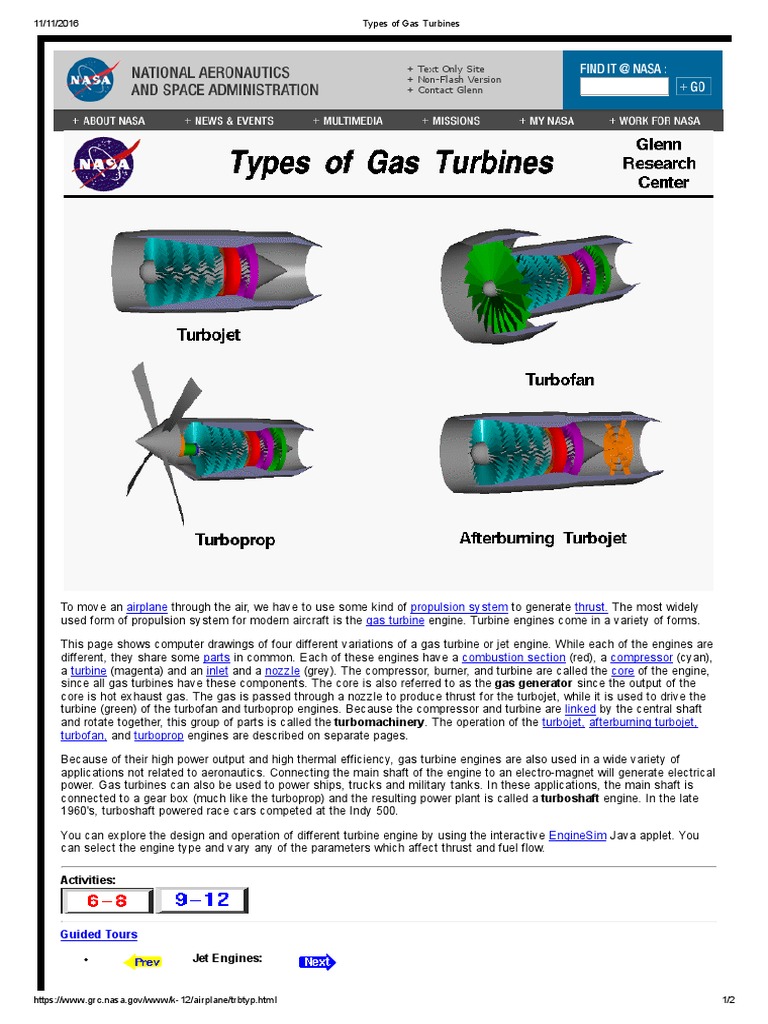 Types of Gas Turbines-Nasa | PDF