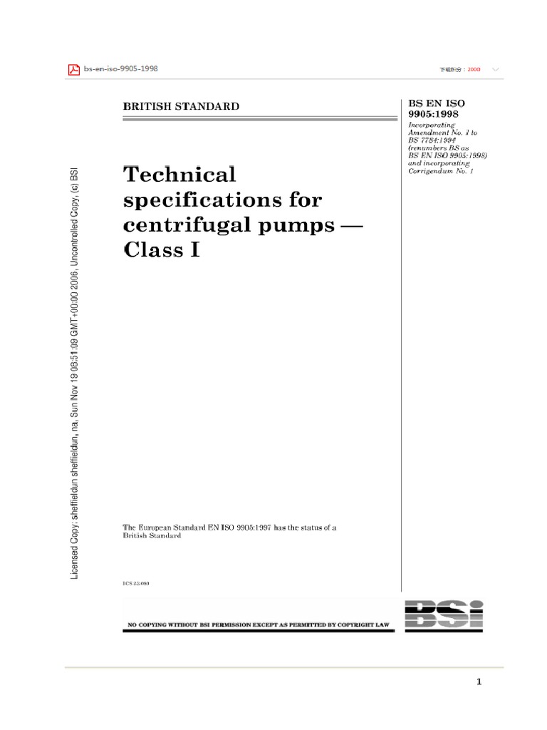 BS en Iso 9905-1998 PDF | PDF