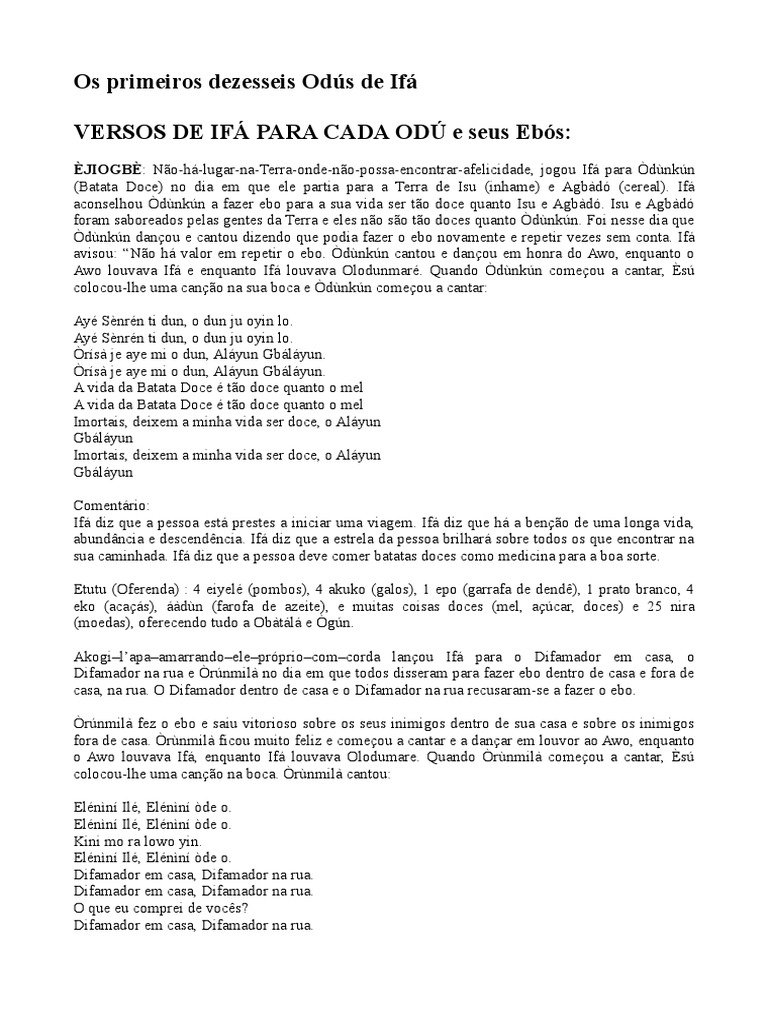 Odús de Ifá e Seus Versos Sagrados | PDF | Tigre | Dinheiro