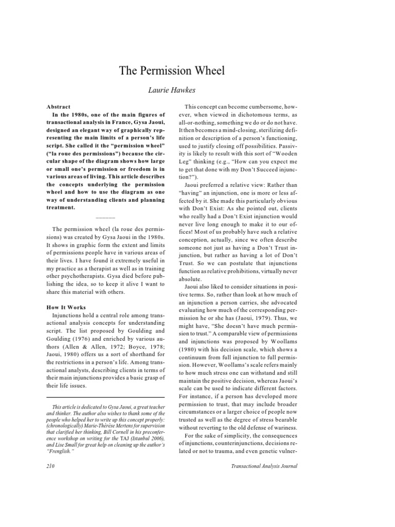 Understanding the Permission Wheel | PDF | Psychotherapy | Emotions