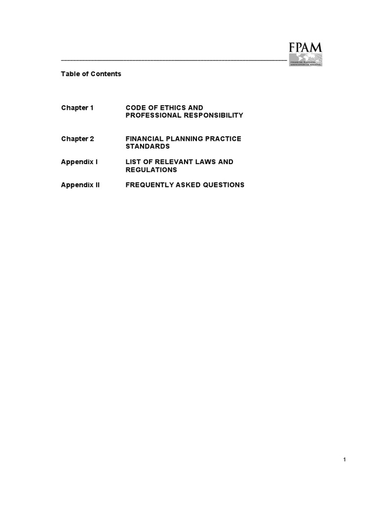 FPAM Code of Ethics for Financial Planners | PDF | Confidentiality ...