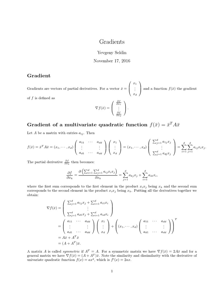 Gradients | PDF | Gradient | Operator Theory