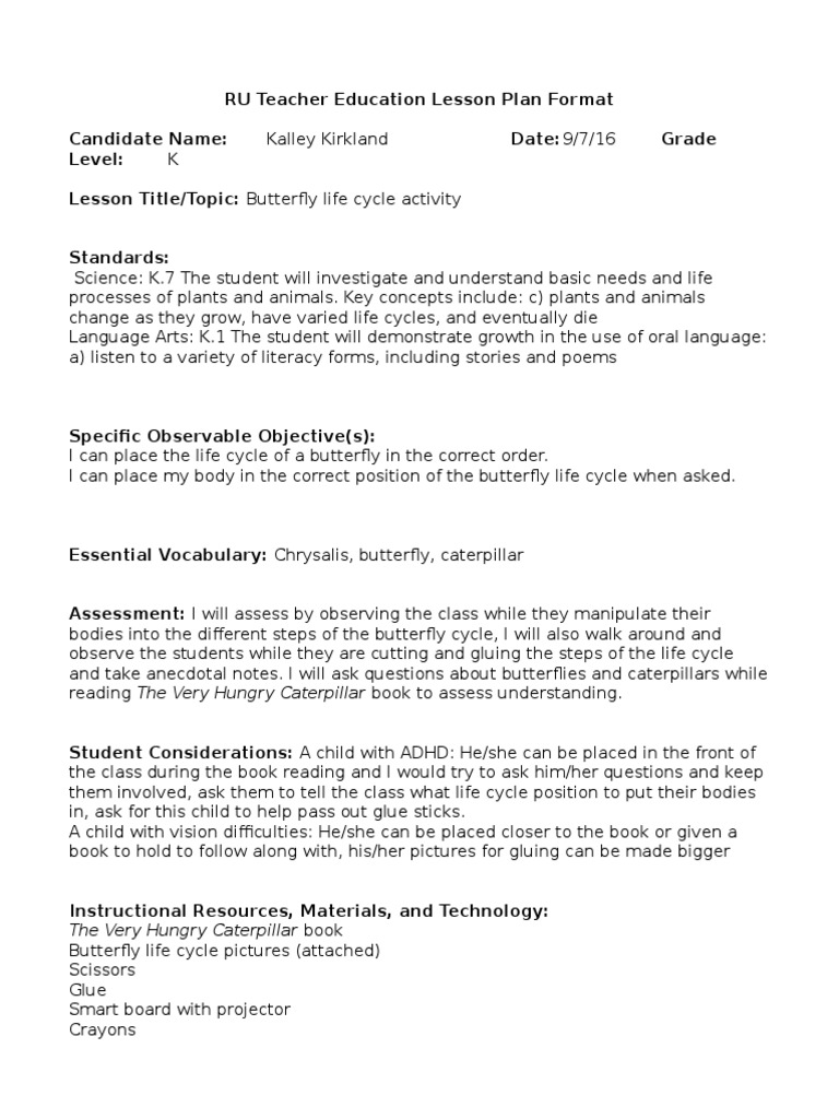 Butterfly Lesson Plan | PDF | Butterfly | Lesson Plan