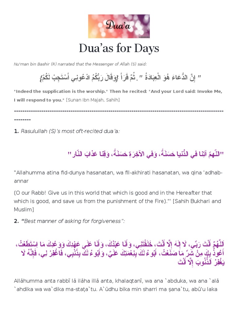 Duaas 4 Days | PDF