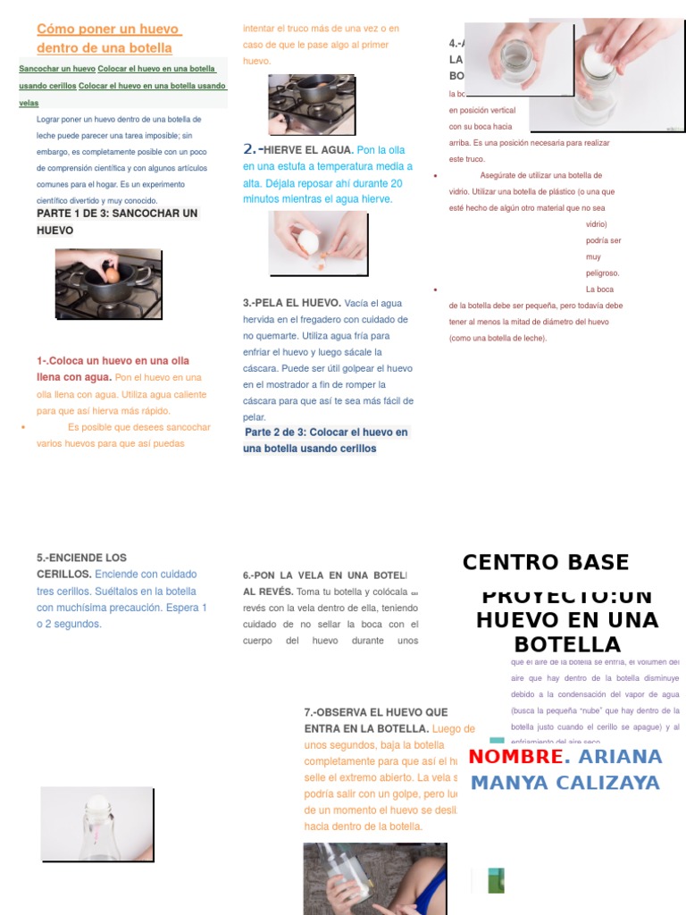 Triptico D Ehuevo en La Botella | PDF | Botella | Huevo