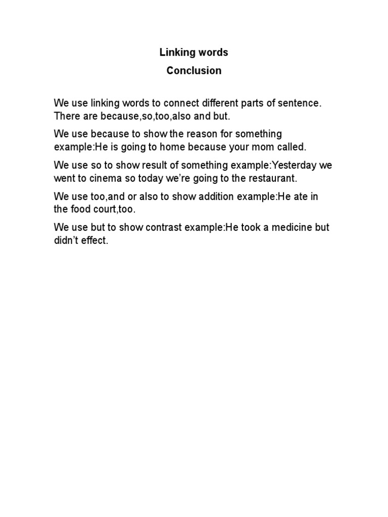 Linking Words Conclusion | PDF