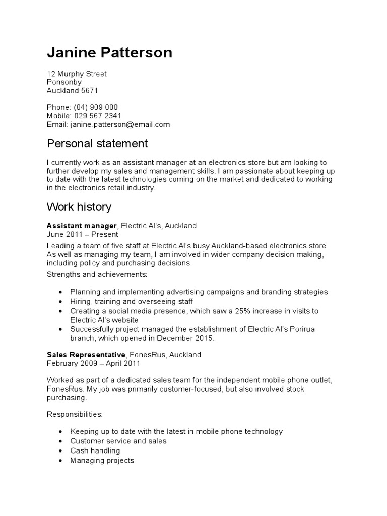 Janine Patterson CV Work Focused 2016 | PDF