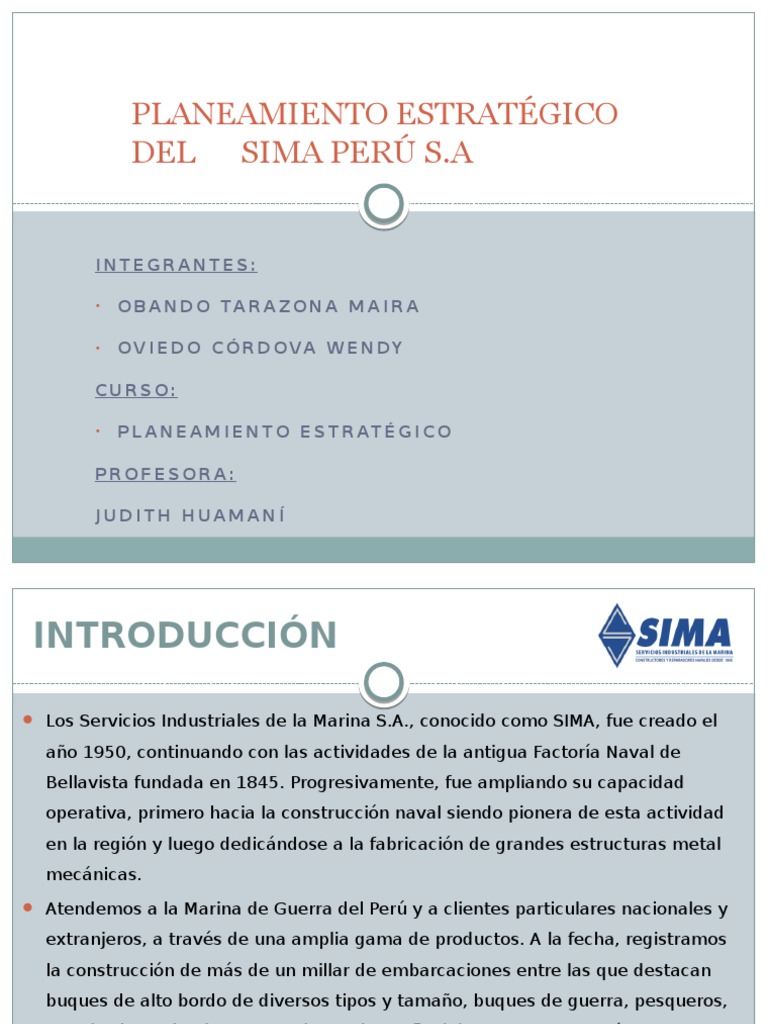 Planeamiento Estratégico Del Sima Perú | PDF