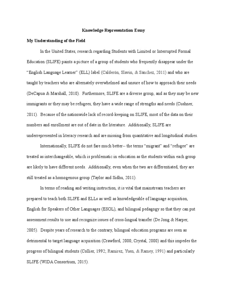Knowledge Representation Essay My Understanding of The Field | PDF ...