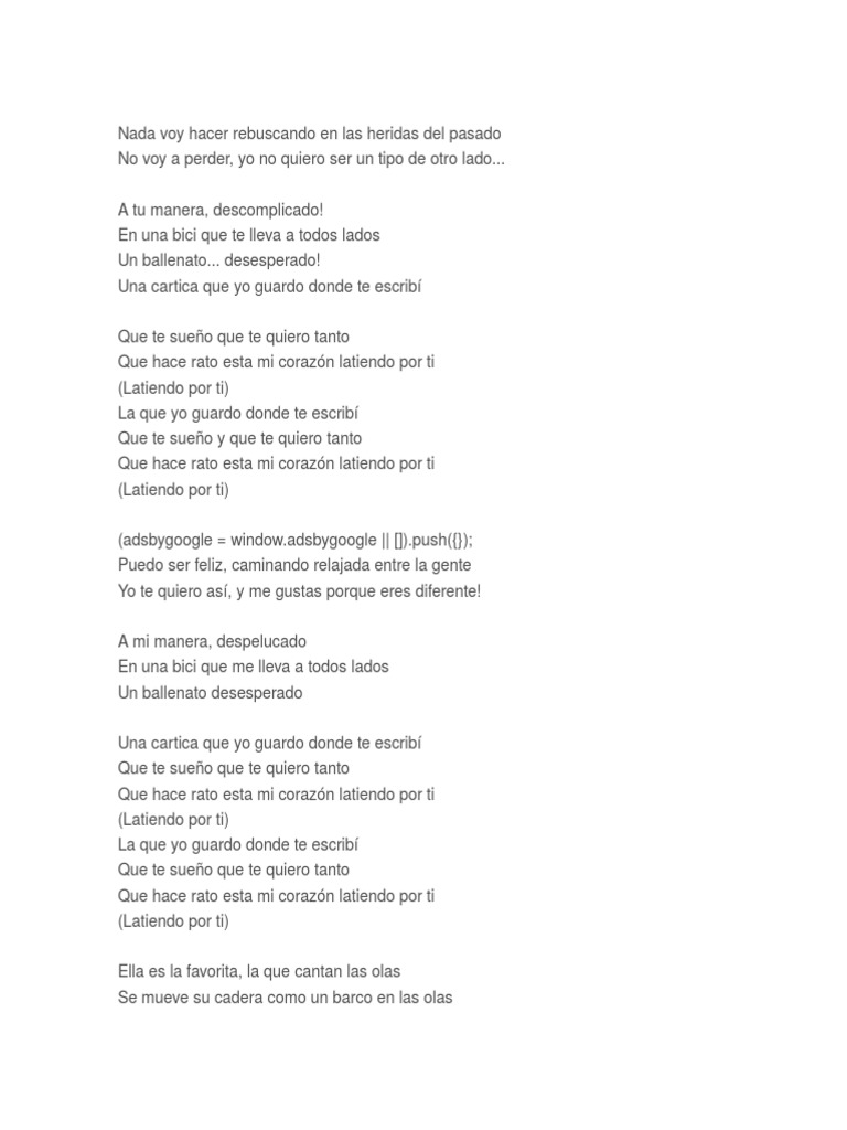 La Bicicleta Lyrics Spanish | PDF