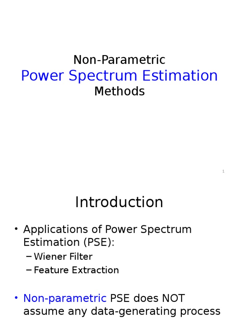 Non Parametric Methods Power Spectrum Estimation Pdf Teaching Methods And Materials Science