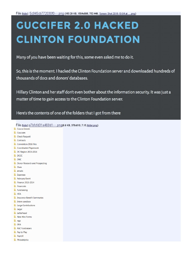 Guccifer 2.0 Hacked Clinton Foundation | PDF | Wiki Leaks | Julian Assange