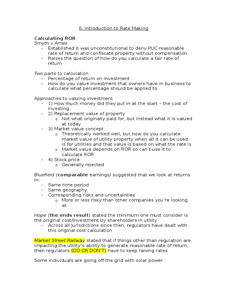 Understanding Rate Making and ROR | PDF | Cost Of Capital | Stocks