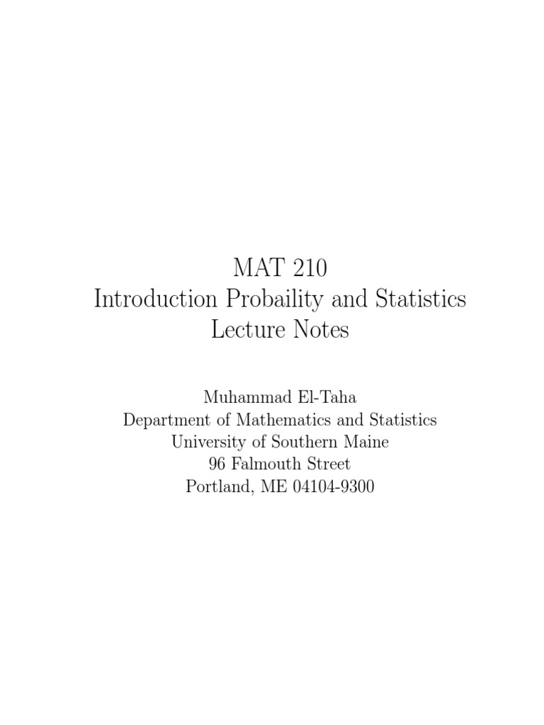 Intro To Probability and Statistics | PDF
