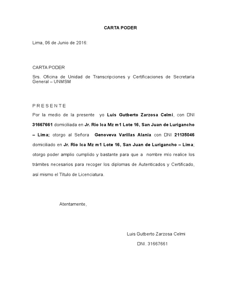 Carta Poder Luis | PDF