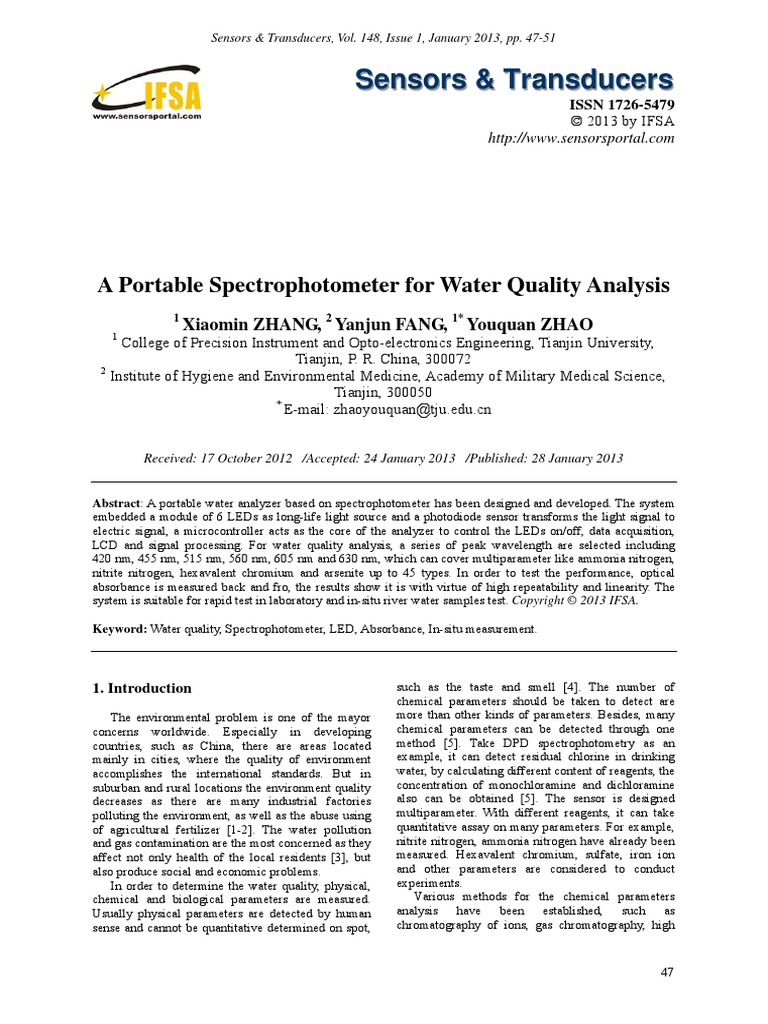 A Portable Spectrophotometer For Water Quality Analysis - ProQuest ...