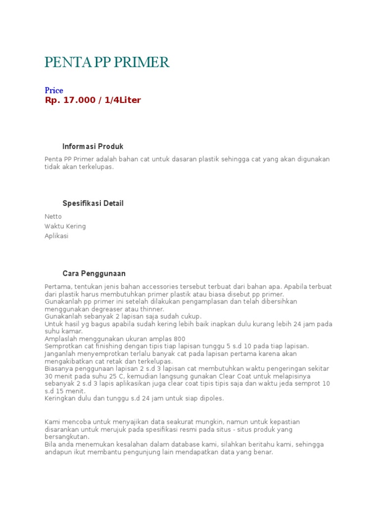 Penta PP Primer | PDF