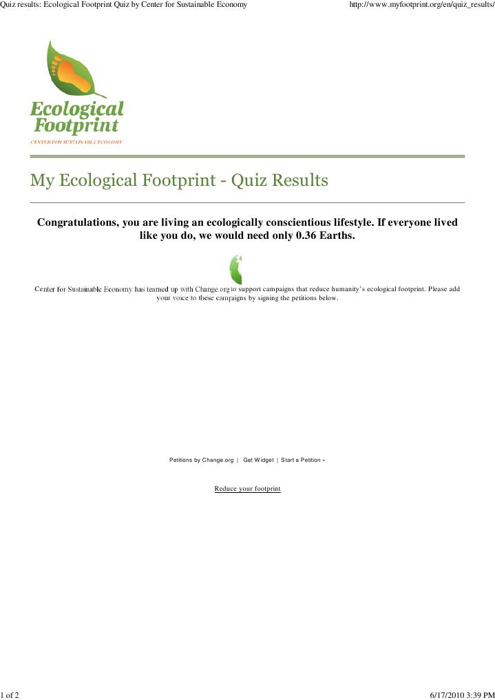 My Ecological Footprint. | PDF