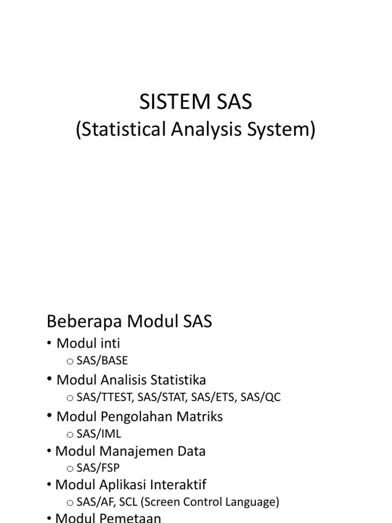 01 - Pengantar Sistem Sas | PDF | SAS (Perangkat Lunak) | Variabel ...