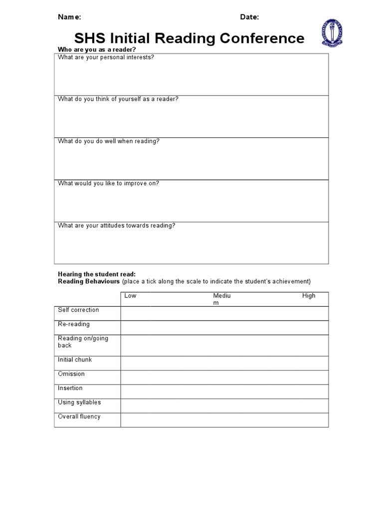 1 Shs Initial Reading Conference | PDF