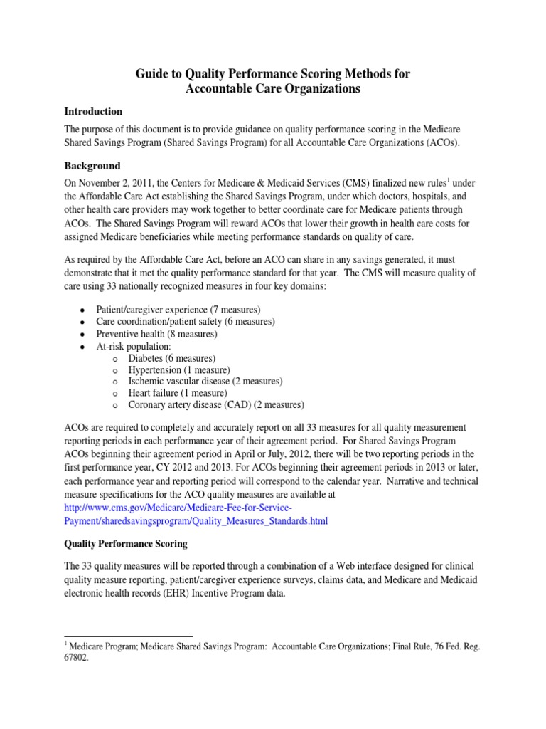 2012 11 ACO Quality Scoring Supplement | PDF | Health Economics ...