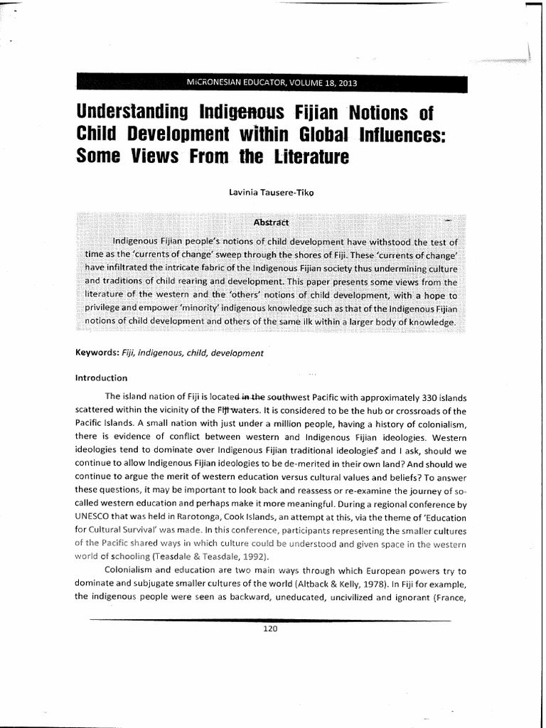 Understanding Indigenous Fijian Notions of Child Development Within ...
