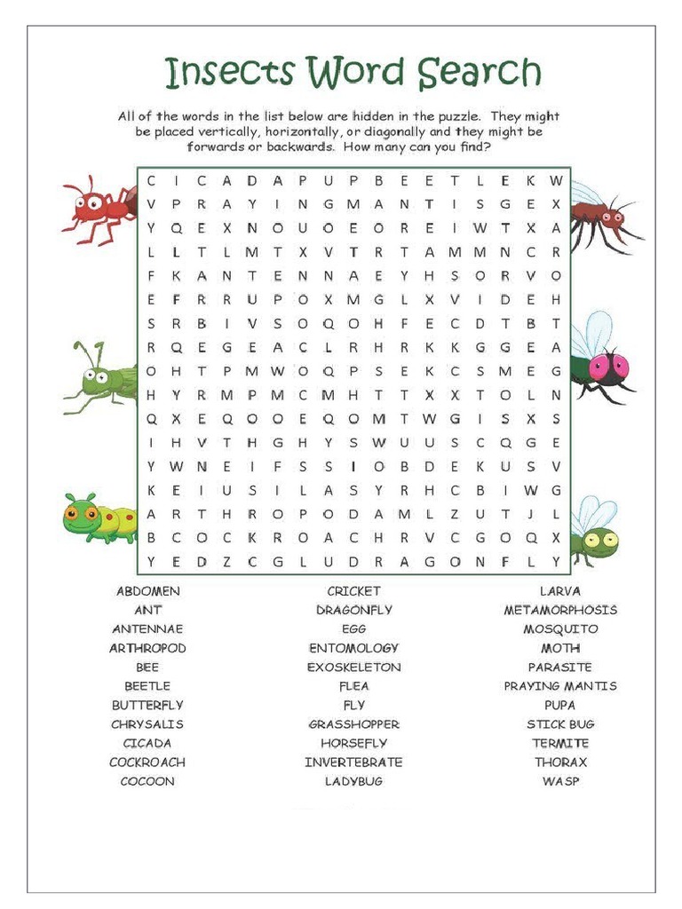 Invertebrate Word Search