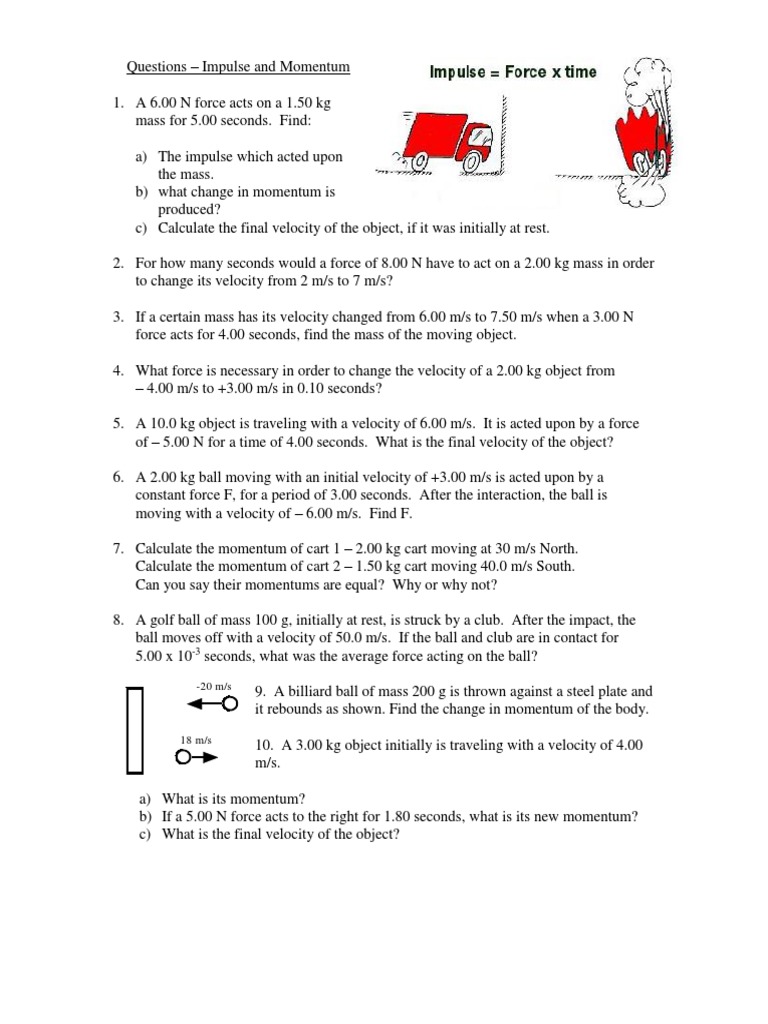 Impulse and Momentum Questions | PDF | Science & Mathematics