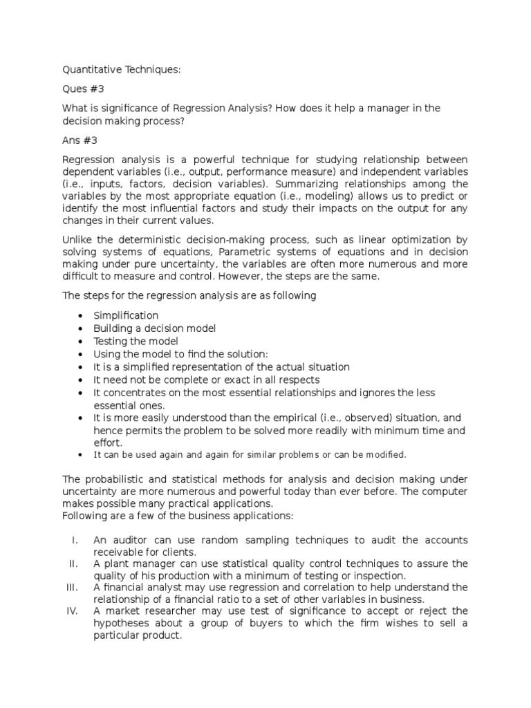 Significance Of Regression Analysis PDF Regression Analysis