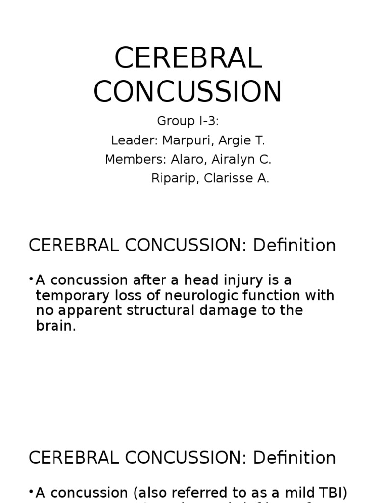 Cerebral Concussion - Presentation | Download Free PDF | Concussion ...