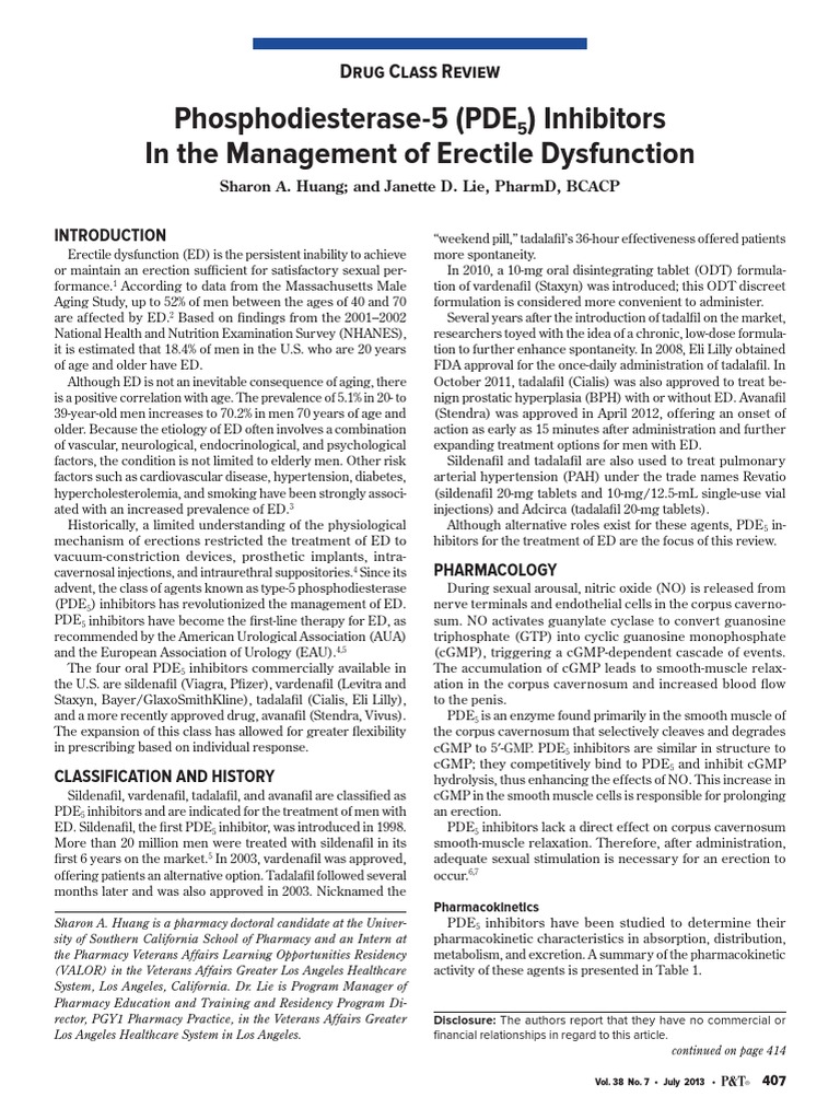 PDE-5 Inhibitors - Drug Class Review | PDF | Drugs | Pharmacology