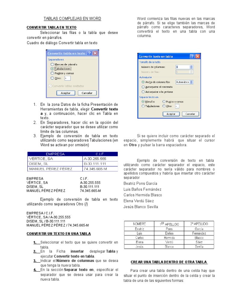 Tablas Complejas en Word | PDF | Software | Informática