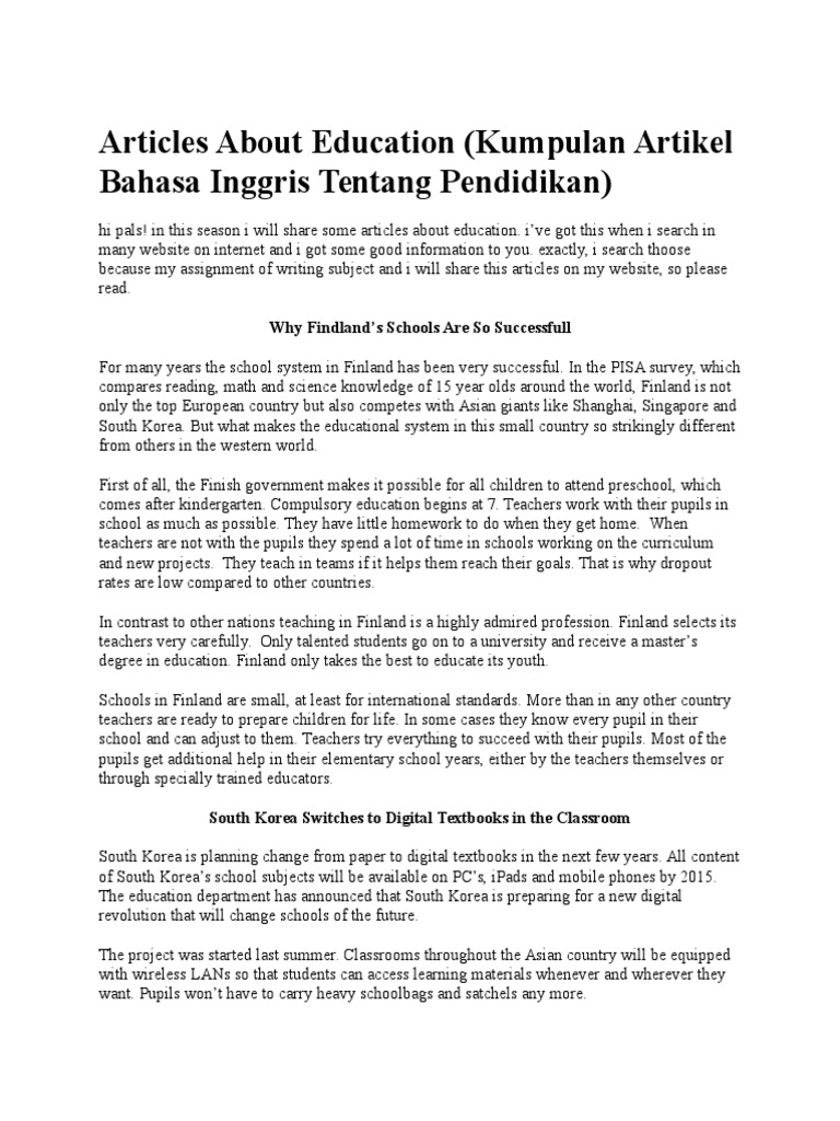 Articles About Education | PDF | Multilingualism | Programme For ...