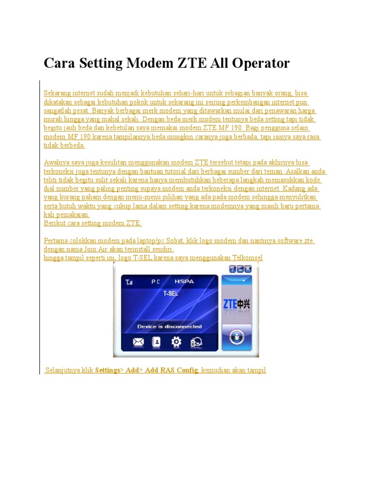 Cara Setting Modem ZTE Lengkap | PDF