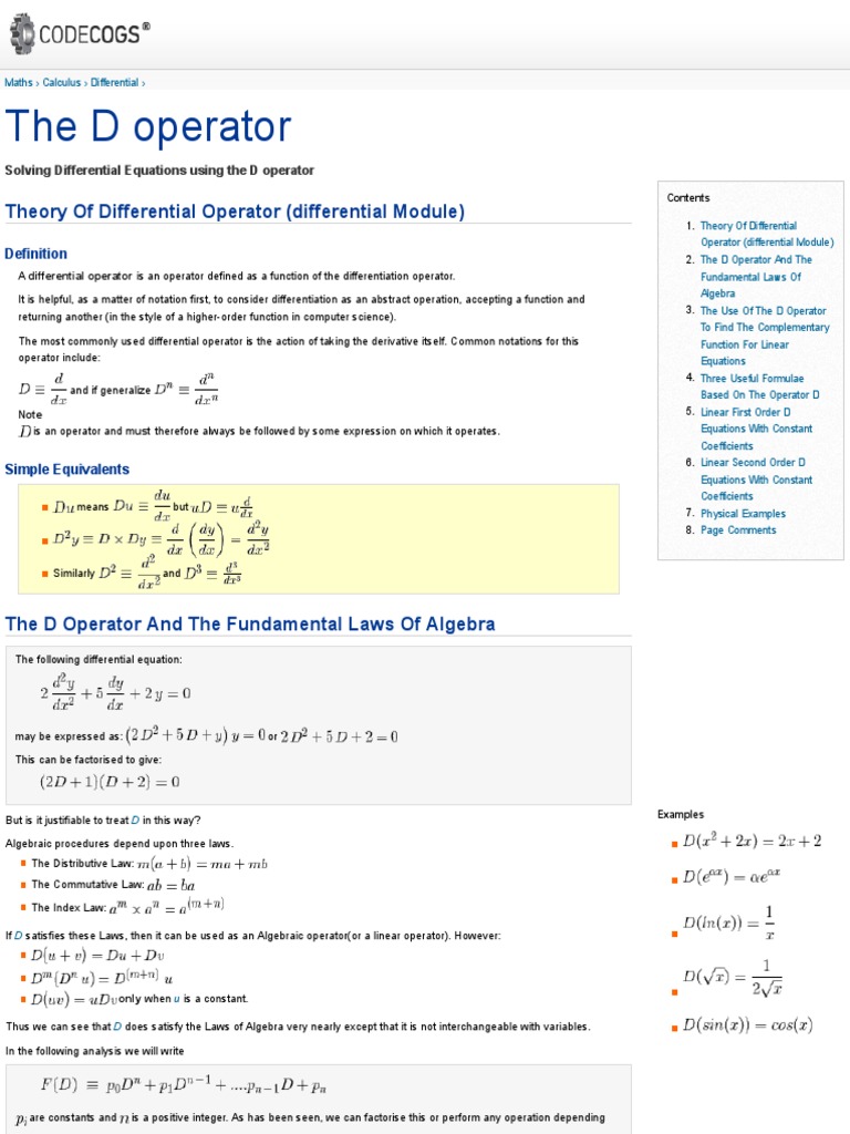 The D Operator - Differential - Calculus - Maths Reference With Worked ...