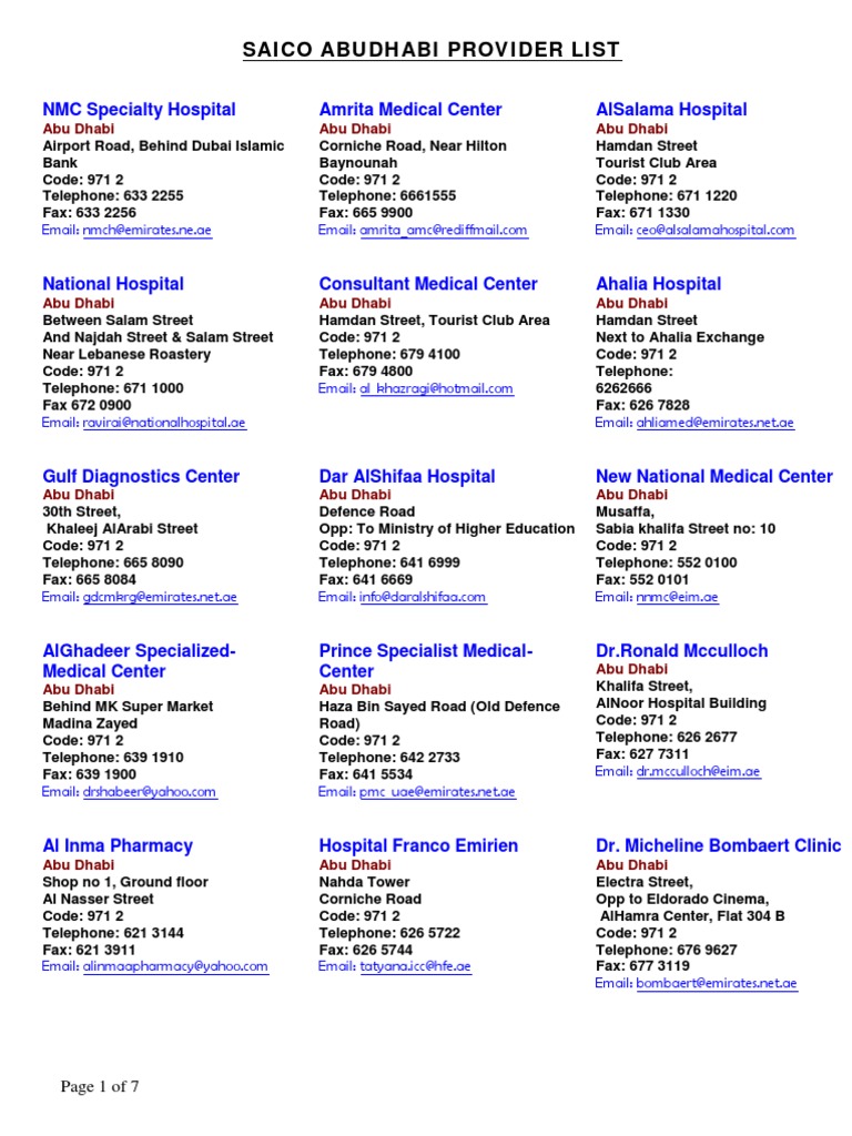 Abu Dhabi SAICO Network | PDF