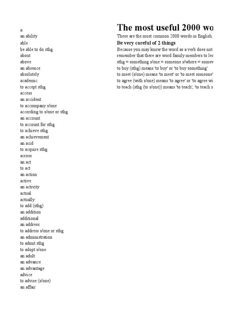 The Most Useful 2000 Words in English: Be Very Careful of 2 Things ...