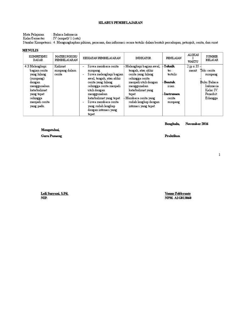 Silabus Kalimat Rumpang 4 | PDF
