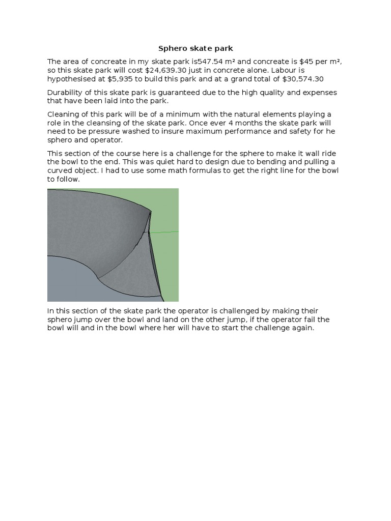 Sphero Skate Park Cost and Design Details | PDF | Technology & Engineering