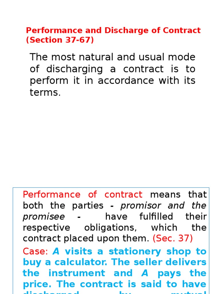 FMS - Performance and Discharge of Contract | Download Free PDF ...