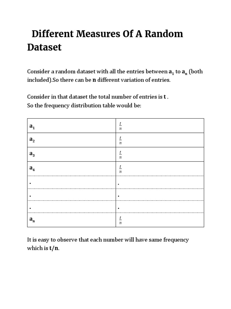 Measures of A Random Dataset | PDF
