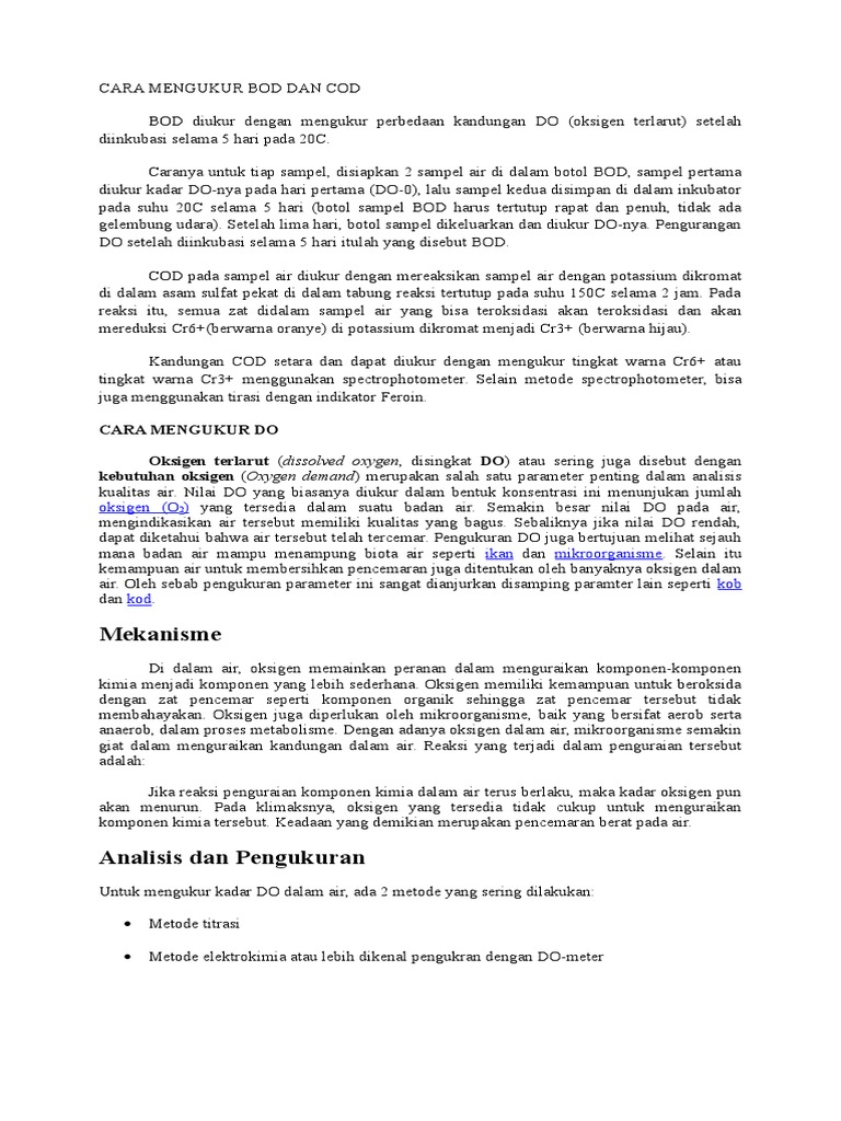 Cara Mengukur Bod Dan Cod | PDF