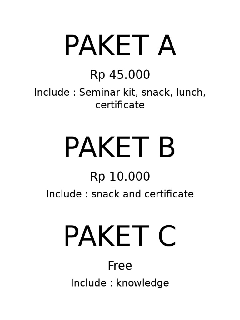Paket A: Include: Seminar Kit, Snack, Lunch, Certificate | PDF